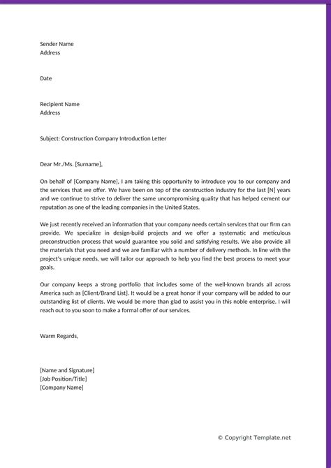 Free Printable Business Introduction Letter Templates Word Pdf