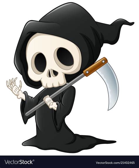 Grim Reaper Cartoon Waving Hand Vector Image On VectorStock Cute