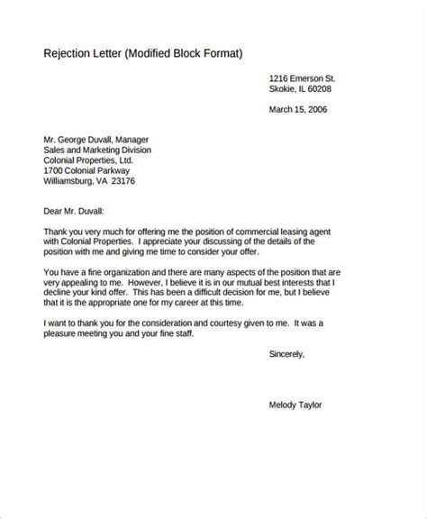 Proposal Rejection Letter Template Detrester