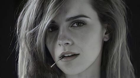 Emma Watson Portrait Face Celebrity Black White Actress HD