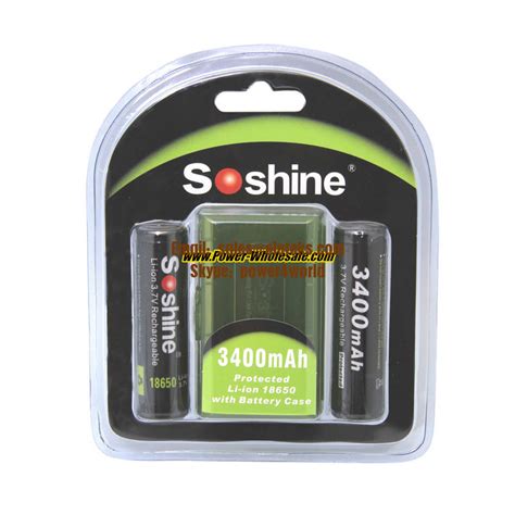 Soshine 3 7V Li Ion 18650 Protected Battery 3400mAh With Button Top