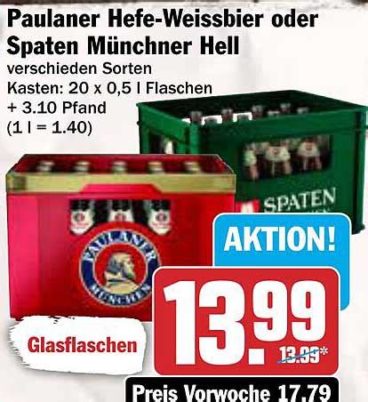 Paulaner Hefe weissbier Oder Spaten Münchner Hell Angebot bei AEZ