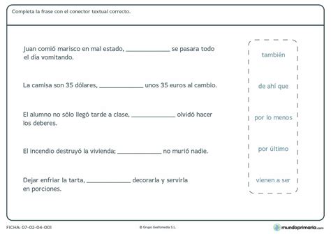 Ficha De Conector Textual Para Primaria