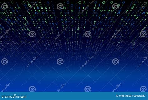 Abstract Matrix Technology Concept Perspective Binary Code On A Blue