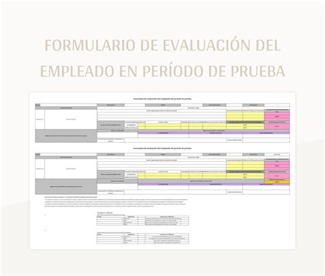 Plantilla de Excel Formulario De Evaluación Del Empleado En Período De