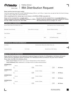 Fillable Online Fidelity Advisor IRA Distribution Request Adpcom Fax