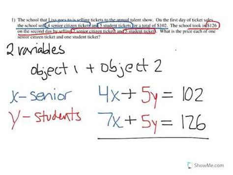 Systems Of Equations Word Problems YouTube