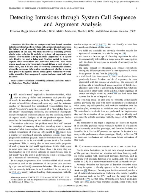 pdf detecting intrusions through system call sequence and argument analysis stefano zanero
