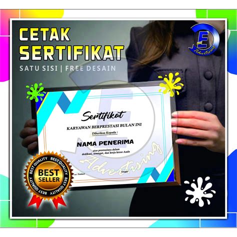Jual Cetak Sertifikat Penghargaan Piagam Event Lomba Ukuran A4 Proses