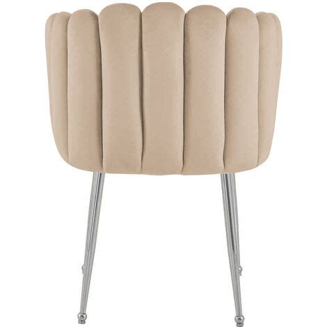 Chaise en velours beige pieds en métal argenté HAYDEN