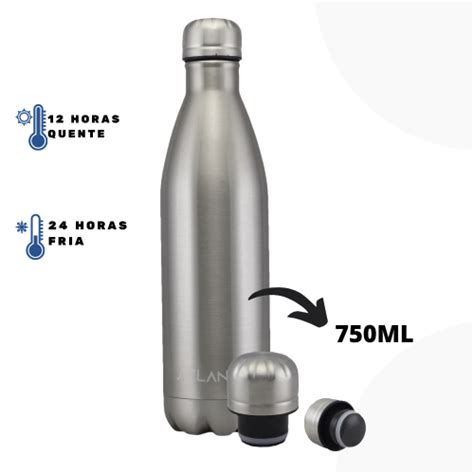 Garrafa Térmica Aço Inox 750ml 24 horas gelada e 12 horas quente tipo