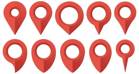Puntero de mapa realista rojo Conjunto de vectores de símbolos de