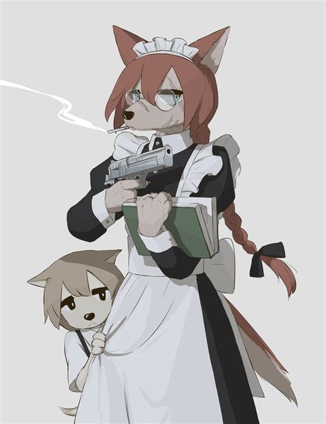 Safebooru Boy Girl Absurdres Apron Avogado Black Eyes Book Braid
