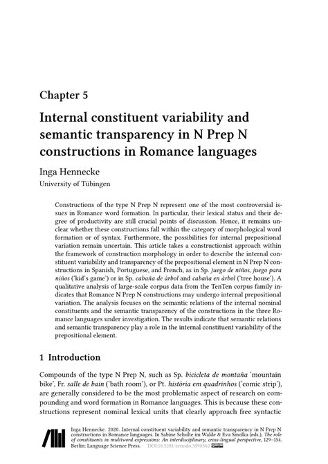 pdf internal constituent variability and semantic transparency in n prep n constructions in