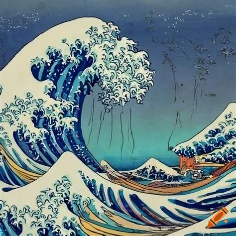 Great Wave Off Kanagawa Mixed Art On Craiyon