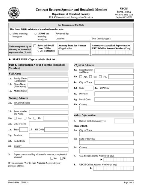 2018 Form USCIS I 864A Fill Online Printable Fillable Blank PdfFiller