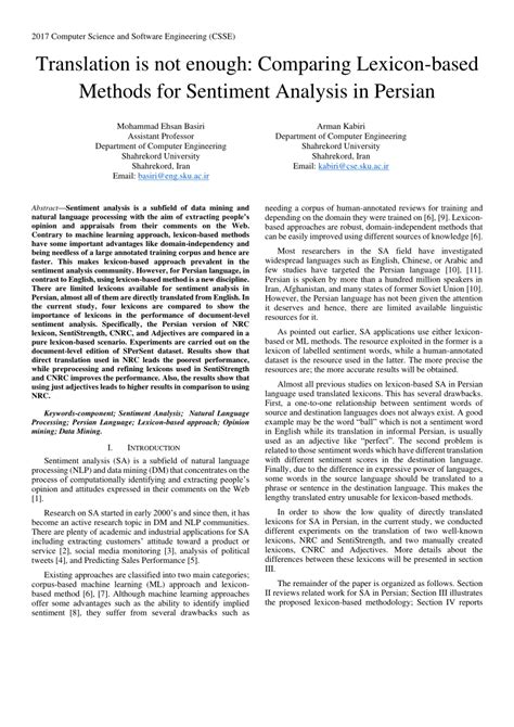 pdf translation is not enough comparing lexicon based methods for sentiment analysis in persian