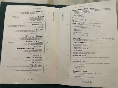 Menu At Naked Coffee Cafe Cape Town