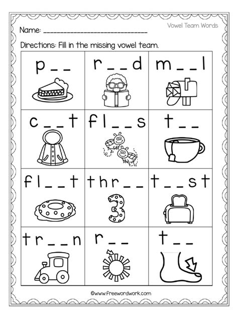 Vowel Team Worksheets PDF Phonetics Linguistics Worksheets Library