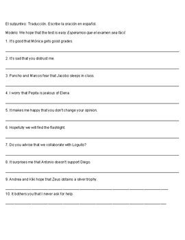 Realidades 3 4A Subjunctive Homework 2 Sheets By Alma Latina TPT