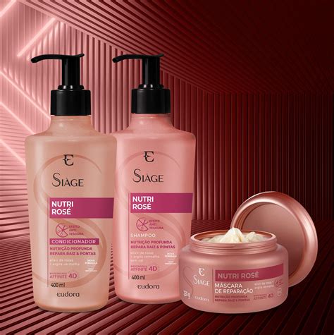 Combo Siàge Nutri Rosé Shampoo 400ml Condicionador 200ml Máscara