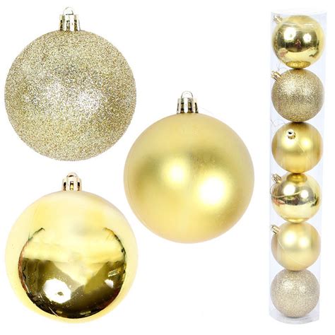 Kit 6 Bolas De Natal 7 Cm Pendente Para Árvore Mista Glitter Feira da