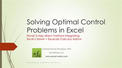pdf solving optimal control problems in excel novel 3 step direct method integrating excel s