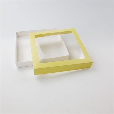 Pudełko z okienkiem 15x15x2 Żółty Pudełeczka Deco