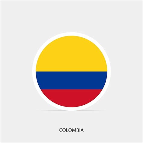 Icono De Bandera Redonda De Colombia Con Sombra Vector Premium
