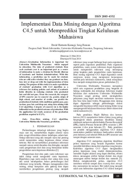 pdf implementasi data mining dengan algoritma c4 5 untuk memprediksi tingkat kelulusan