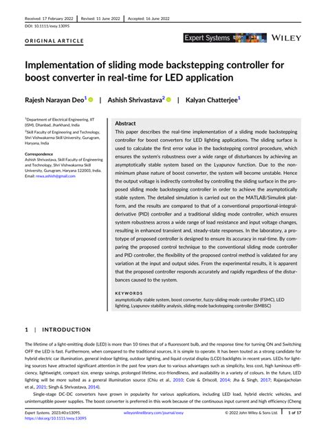 implementation of sliding mode backstepping controller for boost converter in real‐time for led