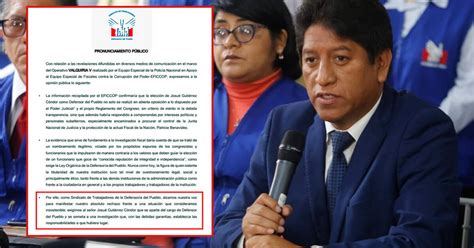 Sindicato de la Defensoría del Pueblo exige a Josué Gutiérrez su salida