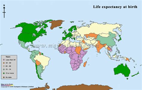 Landkarte Lebenserwartung Der Welt Thematische Karte Lebenserwartung