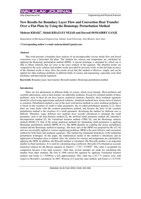 pdf new results for boundary layer flow and convection heat transfer over a flat plate by