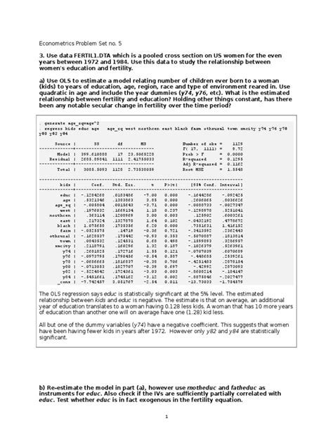 econometrics problem set statistical inference scientific method