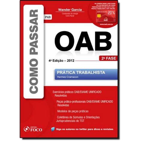 Livro Como Passar Na Oab Prática Trabalhista 2ª Fase Submarino