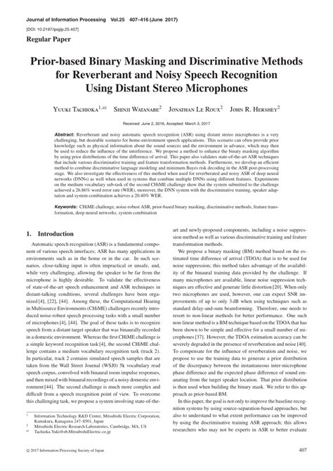 pdf prior based binary masking and discriminative methods for reverberant and noisy speech