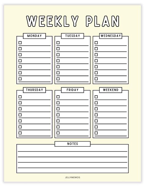 Cute Free Weekly To Do List Printables For Productivity JellyMemos