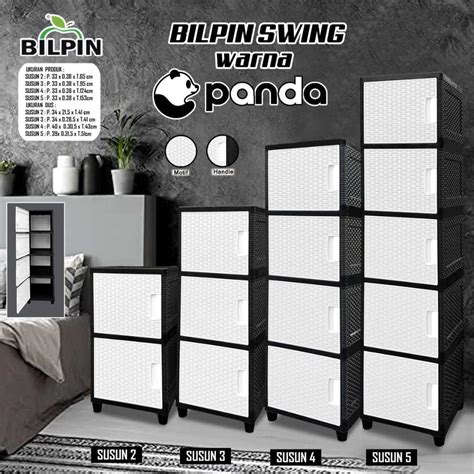Jual AKAKO Lemari Pakaian Baju Plastik Panda Catur Catur Mix 2 Susun 3