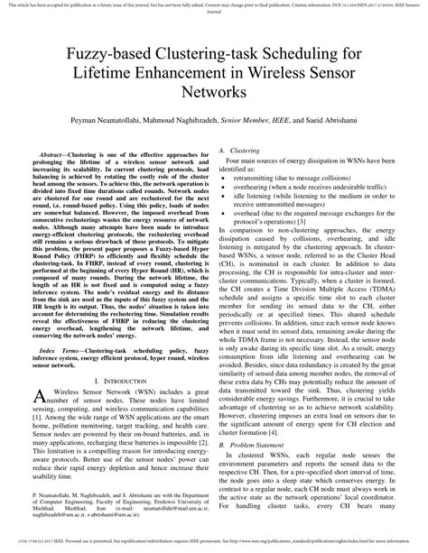 pdf fuzzy based clustering task scheduling for lifetime enhancement in wireless sensor networks