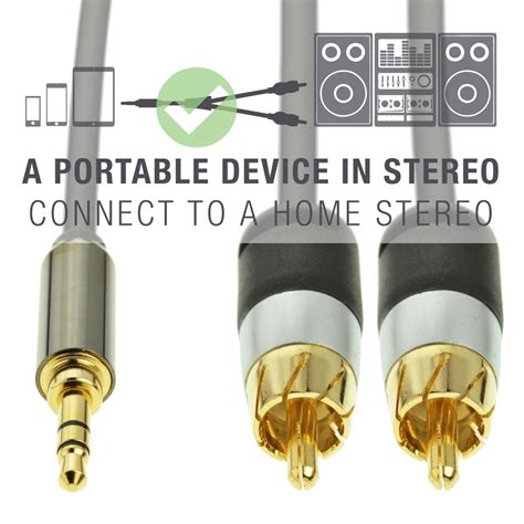 Shop New 3 5mm Male To 2 Male RCA Adapter 12 Feet Mediabridge Products