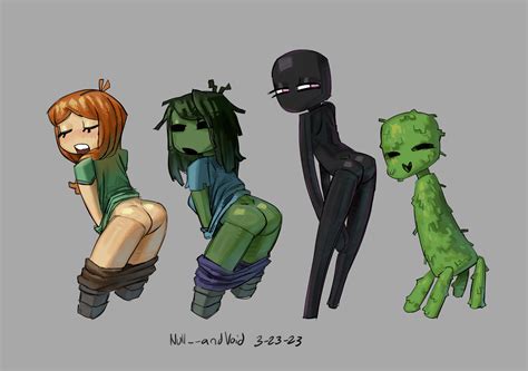 Rule 34 2d 4girls Alex Minecraft Ass Black Skin Creeper Drawn Enderman Enderwoman Green Hair