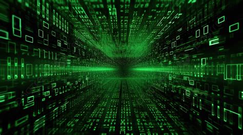 3d Illustration Of Symbols Embedded In Falling Green Matrix And Binary