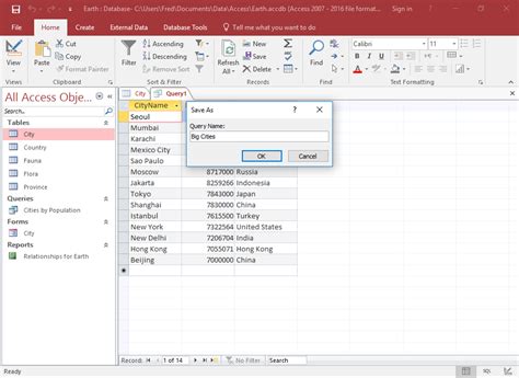 how to create a simple select query in design view in access 2016
