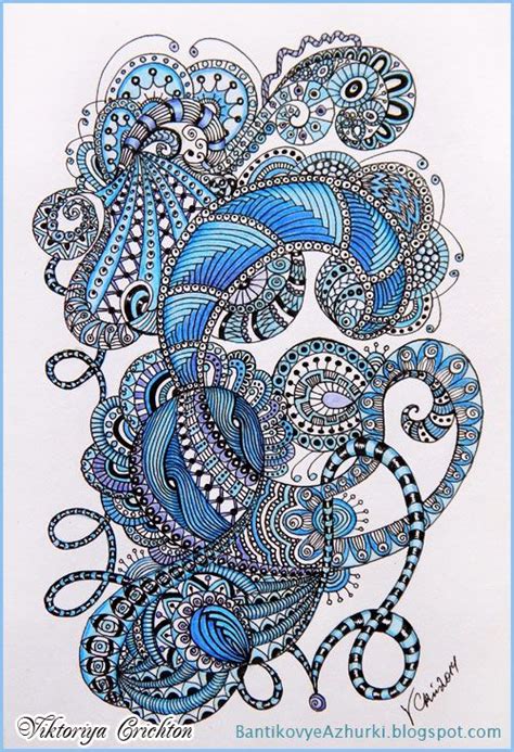 An Intricate Blue And White Drawing On Paper