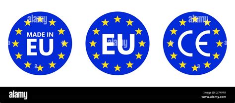 Made In EU CE Mark European Union Logo Vector Illustration EU Flag