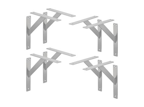 8x Staffa Per Mensola Argento 240 Mm Alluminio Reggimensola
