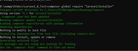 laravel composer install windows