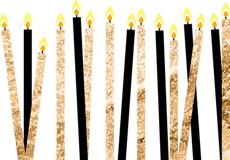 Black And Golden Birthday Party Candles Png