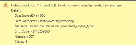 Excel Datasource Error Microsoft Sql Invalid Column Name Generated